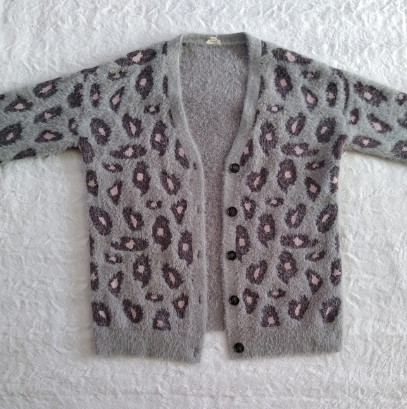 Hem & Thread | Sweaters | Hem Thread Fuzzy Leopard Print Cardigan ...
